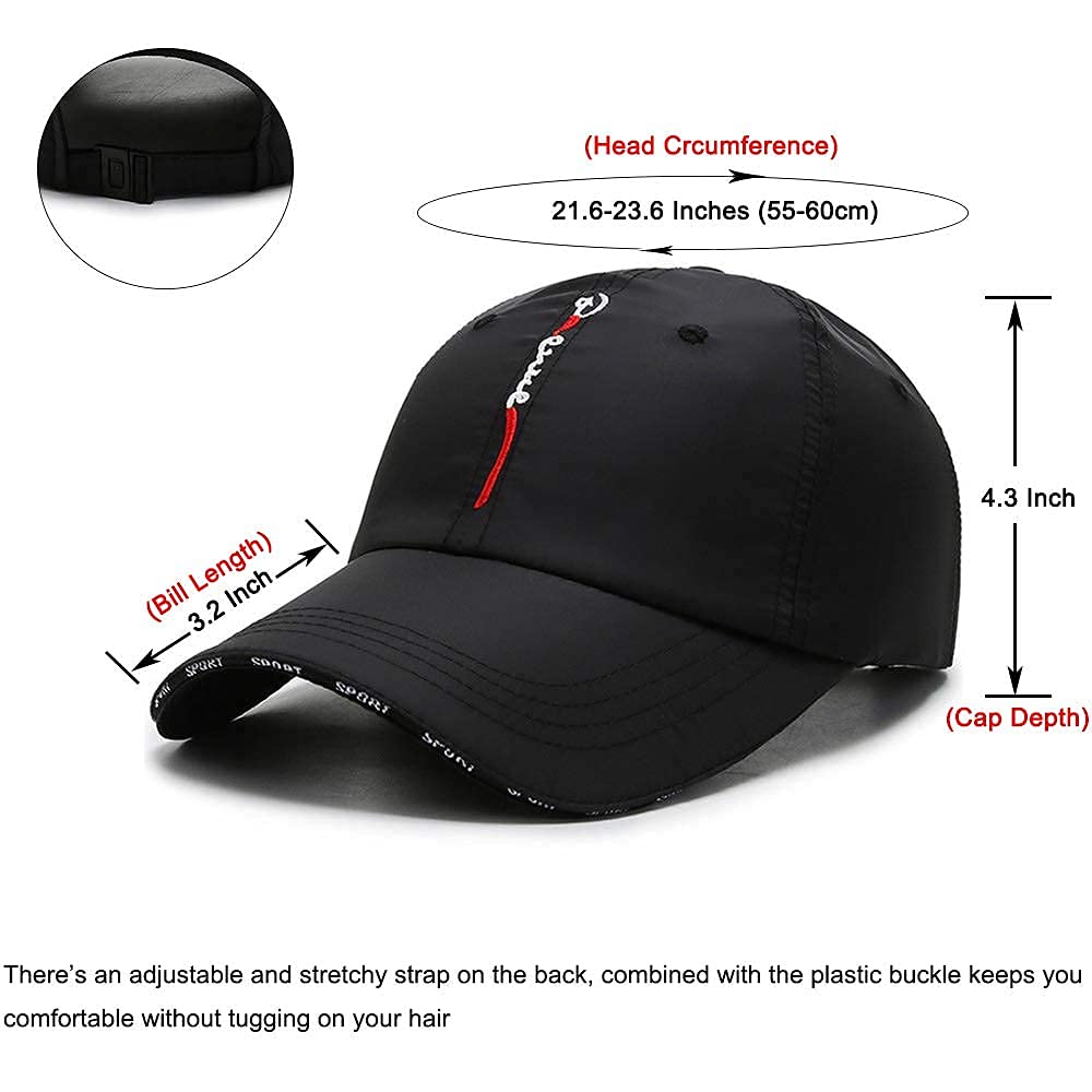 Croogo Baseball Cap Embroidered Quick Dry Sports Hat UV Protection Lightweight Outdoor Sun Hats Unisex,Black-CP13