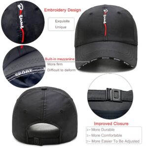 Croogo Baseball Cap Embroidered Quick Dry Sports Hat UV Protection Lightweight Outdoor Sun Hats Unisex,Black-CP13