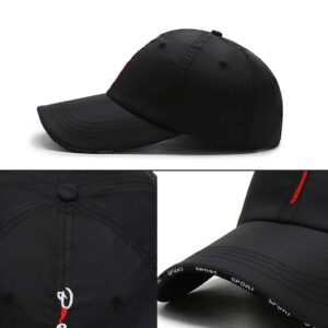 Croogo Baseball Cap Embroidered Quick Dry Sports Hat UV Protection Lightweight Outdoor Sun Hats Unisex,Black-CP13