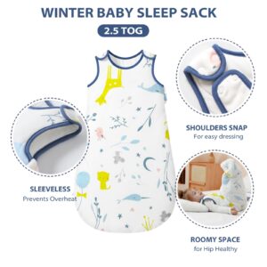 Mosebears Sleep Sack Baby Wearable Blanket with 2-Way Zipper,2.5 TOG Cotton Sleep Sack Unisex (White, 6-12 Months)