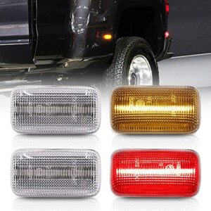 nslumo led side marker lights for chevy silverado gmc sierra 3500 2015 2016 2017 2018 2019 2020 clear lens amber red rear bed fender side markers replace oem sidemarker lamps