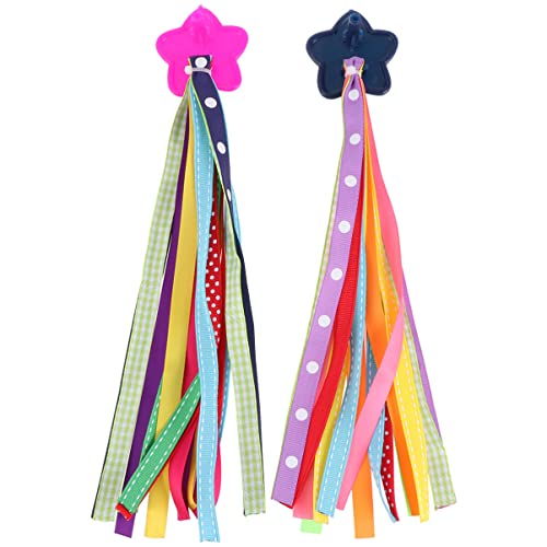 Garneck 1 Pair Kids Colorful Bicycle Handlebar Ribbon Childrens Scooter Tassel Streamers Bike Handlebar Grips Tassels Bike Accessory