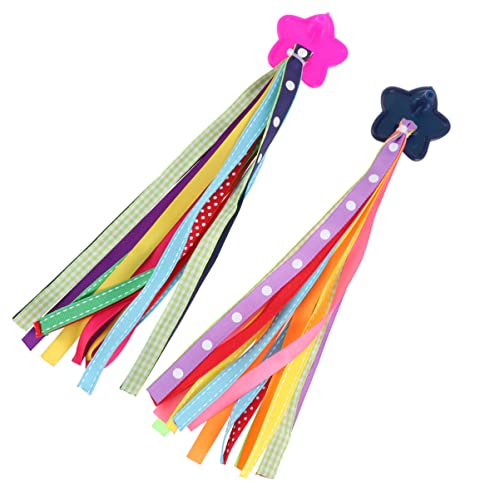 Garneck 1 Pair Kids Colorful Bicycle Handlebar Ribbon Childrens Scooter Tassel Streamers Bike Handlebar Grips Tassels Bike Accessory