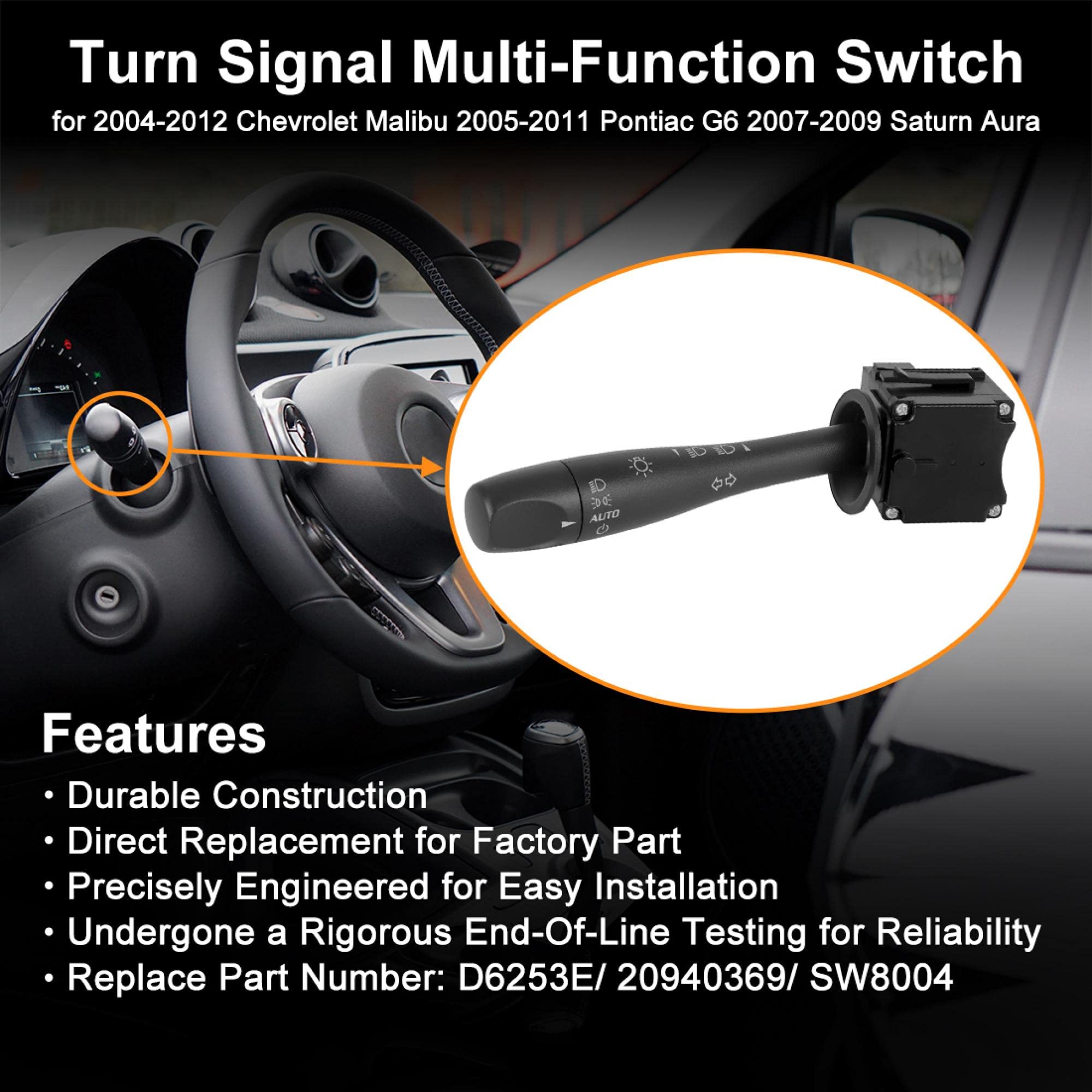 X AUTOHAUX Turn Signal Switch Headlamp Dimmer High Low Beam Lights Combination Switch for Pontiac G6 2006-2010 Replaces D6253E