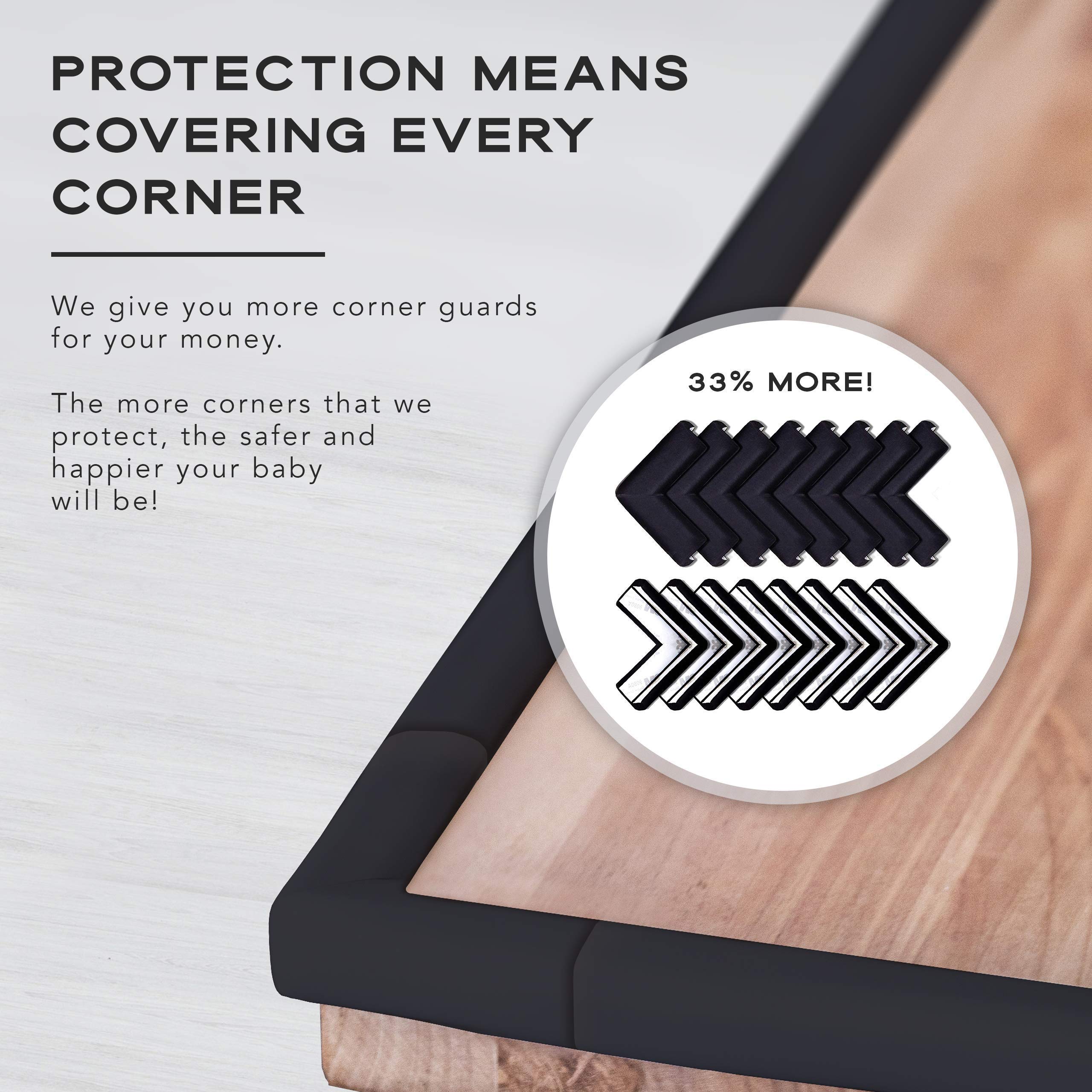 Bébé Earth - Baby Proofing Edge and Corner Guard Protector Set and 16 Pre-Taped Bumper Corners (20.4 ft, Black)