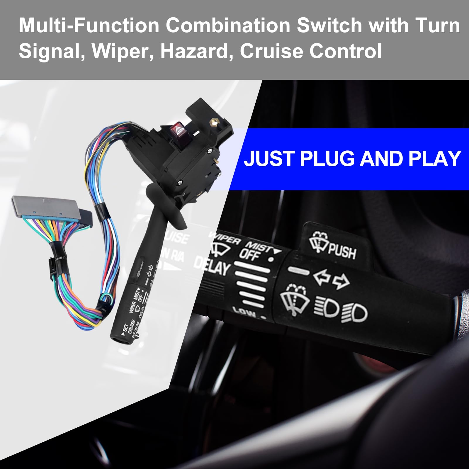 Multi-Function Combination Turn Signal Switch Wiper Hazard Cruise Control Switch for 1995-2002 Che-vy Tah-oe, Bla-zer, Sub-Urban, GM-C K1500, Sie-rra by Sikawai Replaces 2330814 26100985 26036312