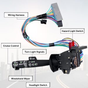 Multi-Function Combination Turn Signal Switch Wiper Hazard Cruise Control Switch for 1995-2002 Che-vy Tah-oe, Bla-zer, Sub-Urban, GM-C K1500, Sie-rra by Sikawai Replaces 2330814 26100985 26036312