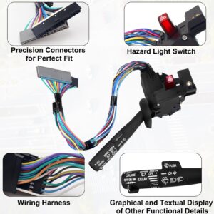 Multi-Function Combination Turn Signal Switch Wiper Hazard Cruise Control Switch for 1995-2002 Che-vy Tah-oe, Bla-zer, Sub-Urban, GM-C K1500, Sie-rra by Sikawai Replaces 2330814 26100985 26036312