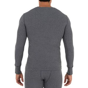 Fruit of the Loom Men's Recycled Waffle Thermal Underwear Henley Top (1 and 2 Packs), Greystone Heather, Small