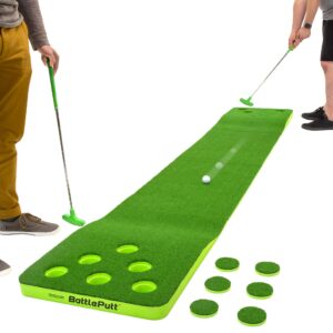 gosports battleputt golf putting game, 2-on-2 pong style play with 11 ft putting green, 2 putters and 2 golf balls