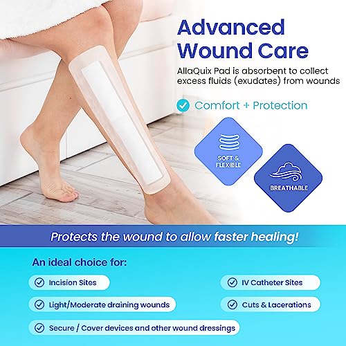 AllaQuix Basic Non-Woven Sterile Gauze Island Dressing (4" x 14" (Box of 25)) - Advanced Wound Care – Medical-Grade Adhesive Gauze Pads