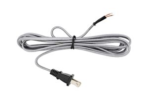 creative hobbies rayon cloth covered electric lamp cord with end plug, stripped ends ready for wiring -8 foot, spt-2 ul listed (silver)