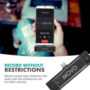 Movo Edge-UC USB Type-C Wireless Lavalier Microphone System - Omnidirectional Lapel Mics Compatible with USB-C Android, Samsung, and DJI OM 4 or 5