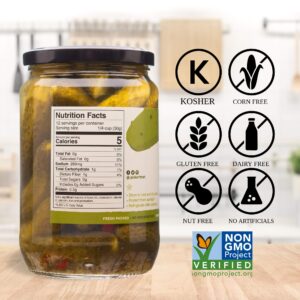 Pickerfresh Kosher Dill Wholes - Large Whole Pickles - Simple Ingredients - Non-GMO, No Artificial Color & No Preservatives - 24 oz (3 Pack)