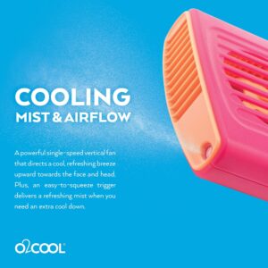 O2COOL Misting Necklace Fan - Portable, Battery Operated with Powerful Vertical Air Flow for Quiet Hands Free Cooling and Personal Travel (Raspberry)