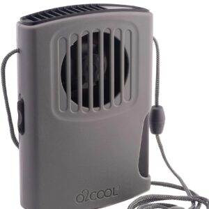 O2COOL Misting Neck Personal Travel Battery Powered Deluxe Cooling Fan, Single Pack (Gray)