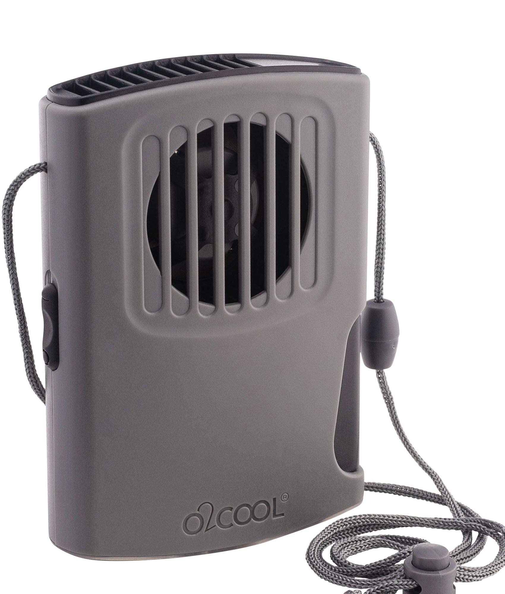 O2COOL Misting Neck Personal Travel Battery Powered Deluxe Cooling Fan, Single Pack (Gray)