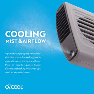 O2COOL Misting Neck Personal Travel Battery Powered Deluxe Cooling Fan, Single Pack (Gray)