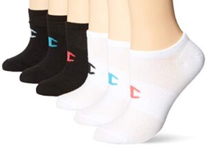 champion womens 6-pack super no show socks, assorted, 5 9 us