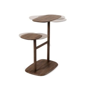 umbra swivo side bedside two swiveling table tops, aged walnut