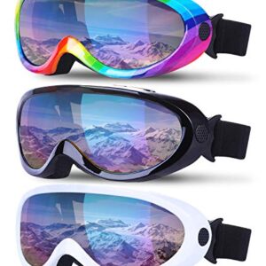 Camlinbo 3 Pack Ski Goggles Anti Fog Snowboard Snow Goggles for Kids Women Men Winter Sports Skiing, Skating, Motorcycling