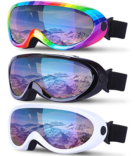 Camlinbo 3 Pack Ski Goggles Anti Fog Snowboard Snow Goggles for Kids Women Men Winter Sports Skiing, Skating, Motorcycling