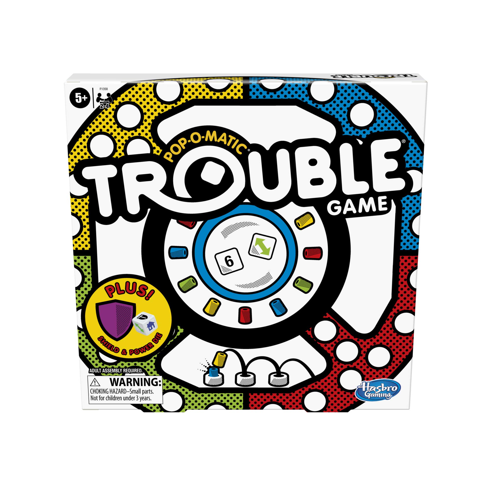 Hasbro Gaming Trouble Board Game, Includes Bonus Power Die and Shield, Family Game for 2-4 Players, Ages 5 and Up (Amazon Exclusive)