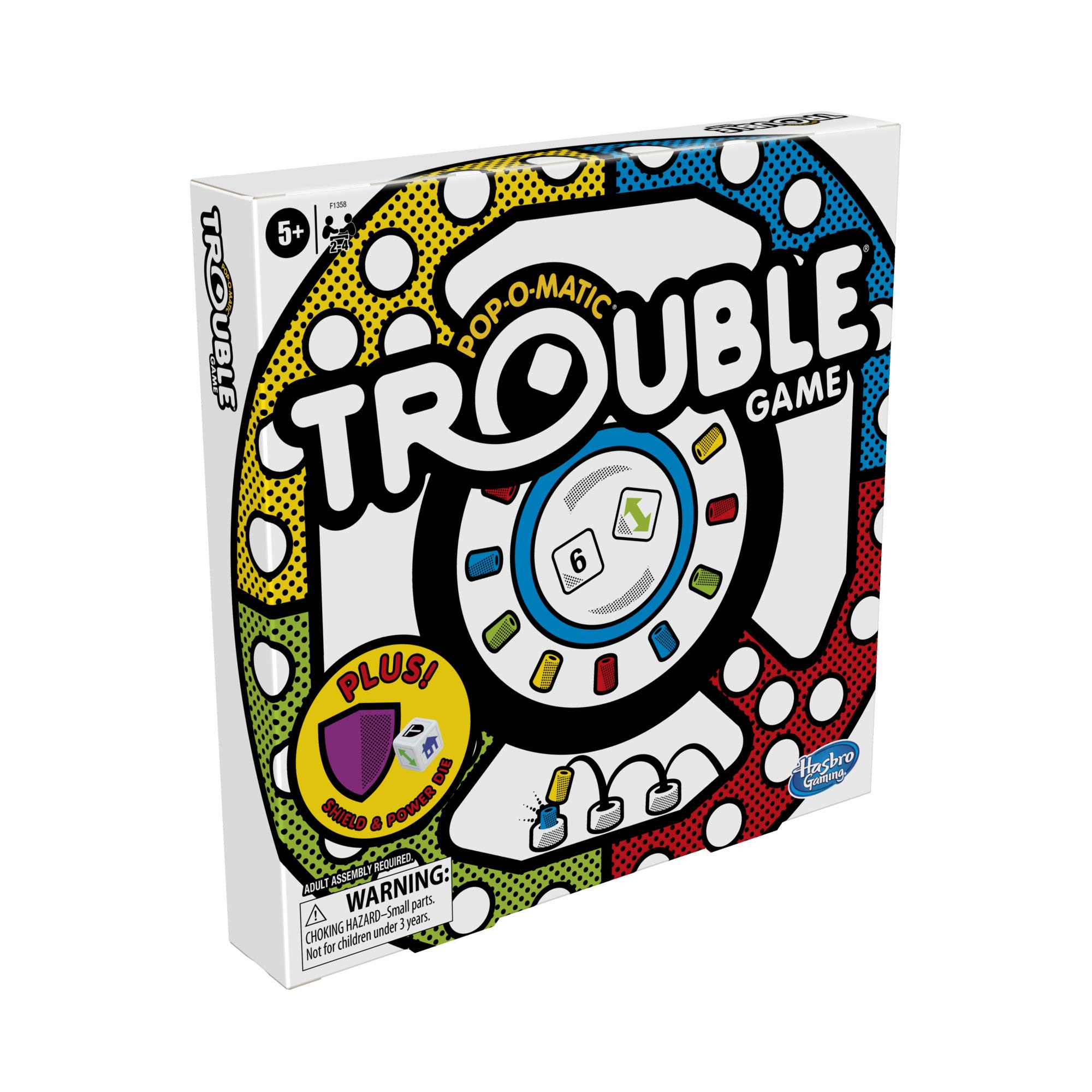 Hasbro Gaming Trouble Board Game, Includes Bonus Power Die and Shield, Family Game for 2-4 Players, Ages 5 and Up (Amazon Exclusive)