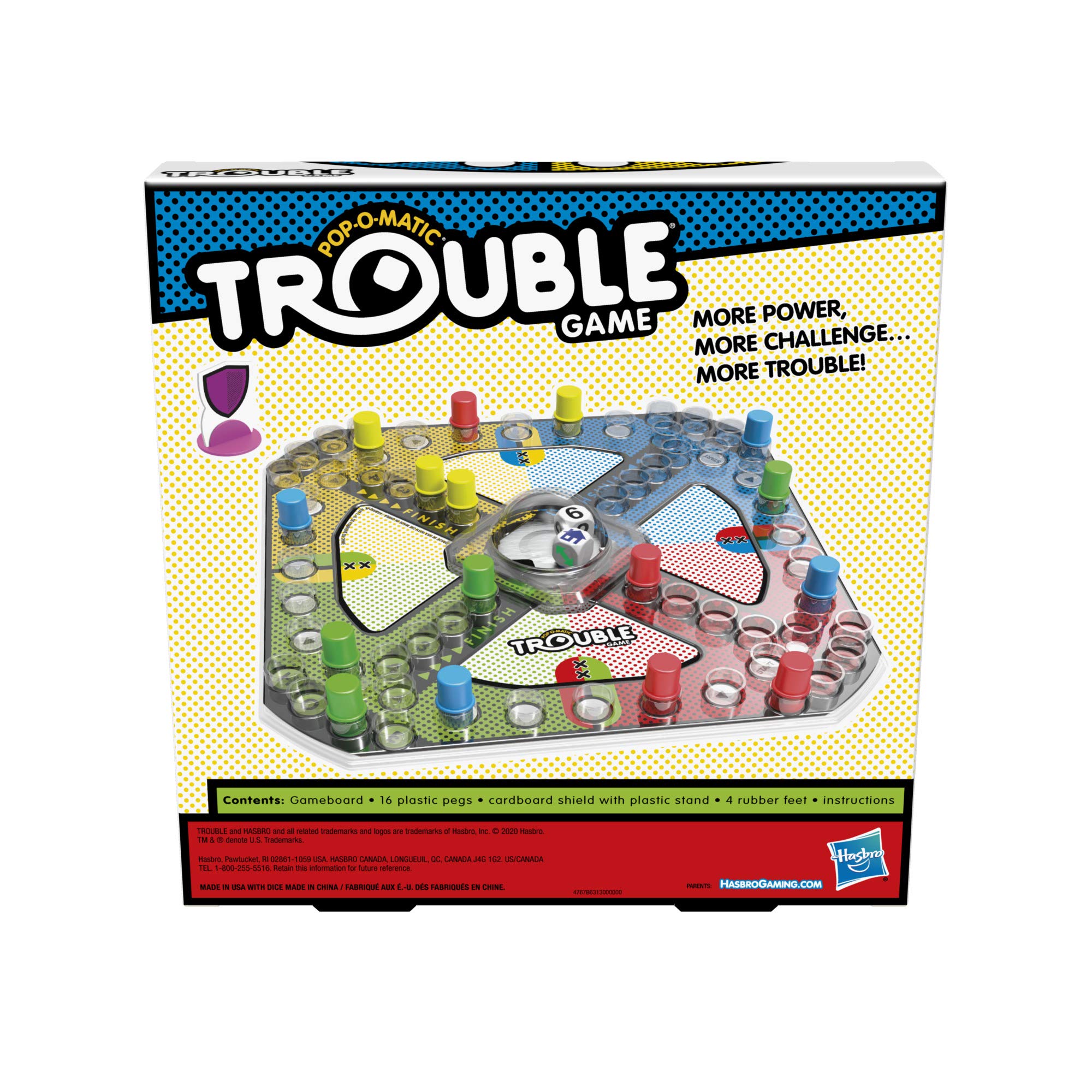 Hasbro Gaming Trouble Board Game, Includes Bonus Power Die and Shield, Family Game for 2-4 Players, Ages 5 and Up (Amazon Exclusive)