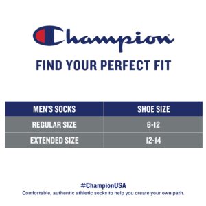 Champion mens 3-pack 3 "Ccc" Logo Crew Sock, Grey/White/Black, 6 12 US