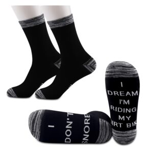 jxgzso 2 pairs dirt bike socks dirt bike gift funny socks i don’t snore i dream i’m riding my dirt bike socks (riding my dirt bike)