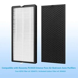 XD6065 Activated Carbon & XD6075 True HEPA Replacement Filter, Compatible with Rowenta PU4020 Intense Pure Air Purifiers, 1 Carbon Odor Eliminator & 1 True HEPA Allergen Remover