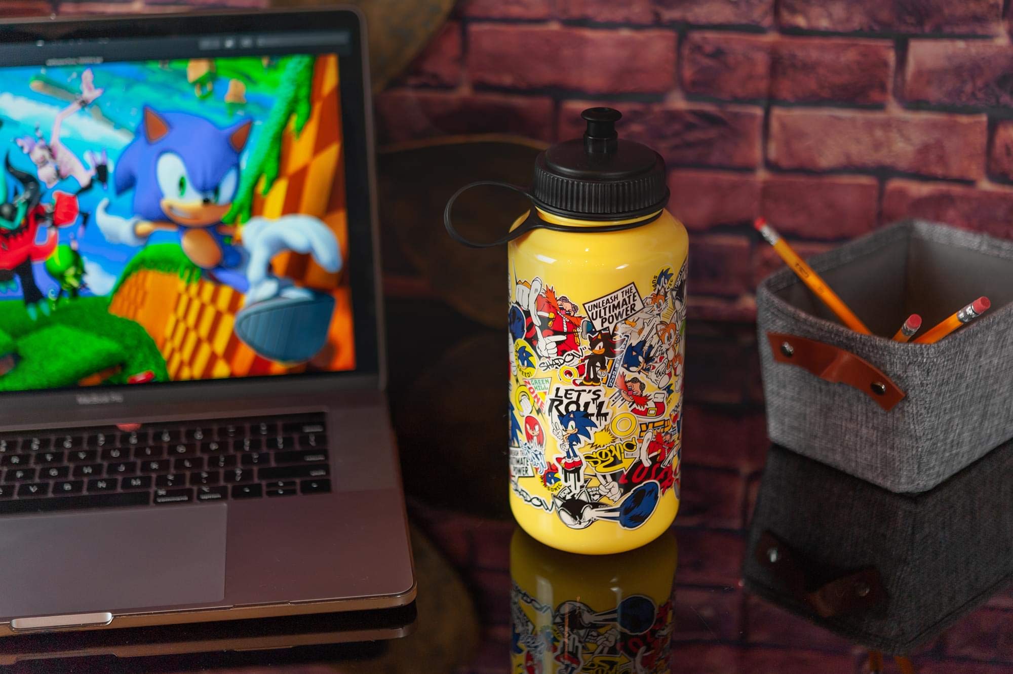 Sonic the Hedgehoge 24 oz Sticker Bomb Water Bottle By Just Funky