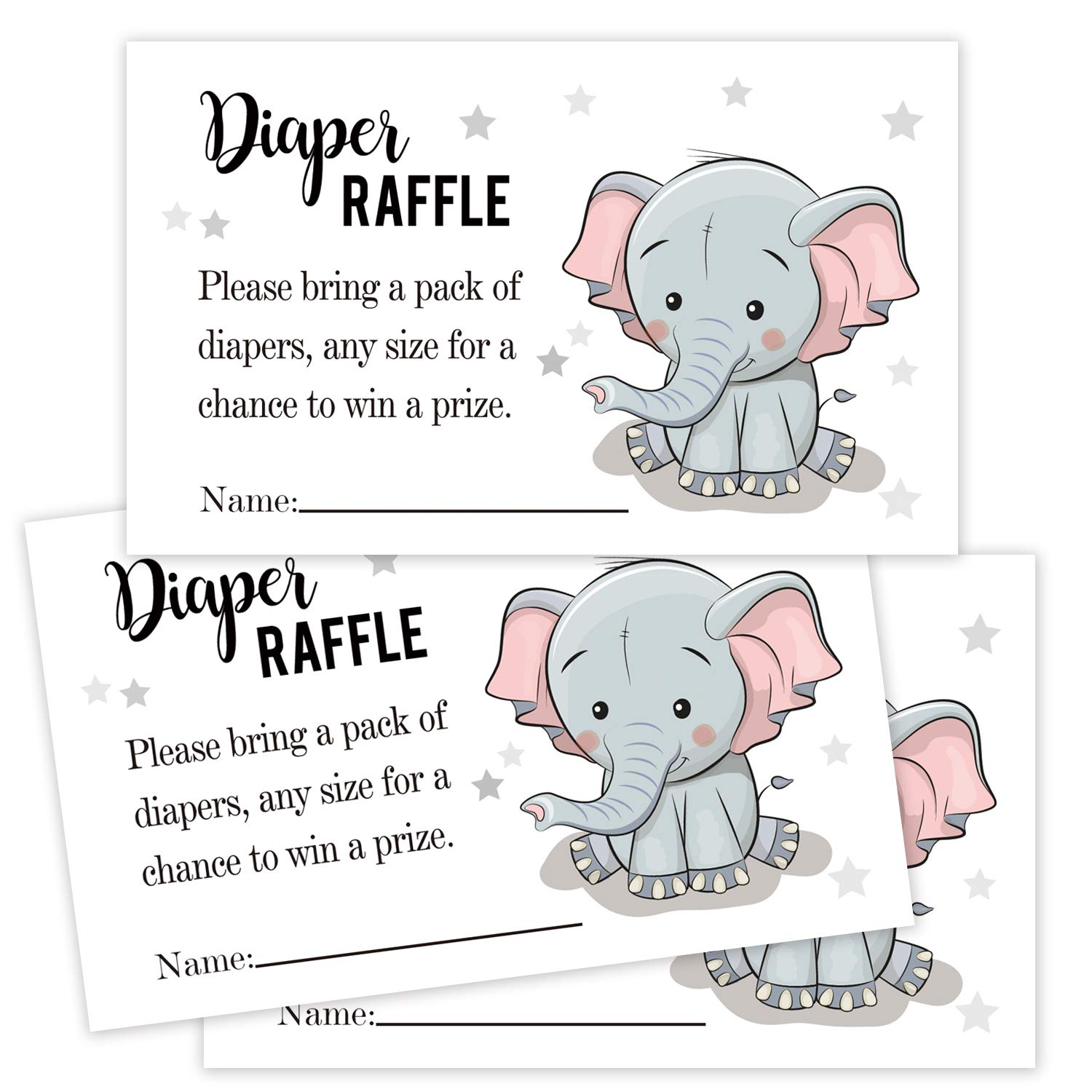 50 Elephant Diaper Raffle Tickets for Baby Shower-Baby Shower Invitations Inserts Request Cards Games Decorations Supplies for Baby Gender Tickets.