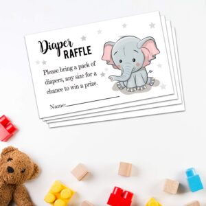 50 Elephant Diaper Raffle Tickets for Baby Shower-Baby Shower Invitations Inserts Request Cards Games Decorations Supplies for Baby Gender Tickets.