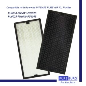 PUREBURG Replacement HEPA Filter Kit Compatible with Rowenta Intense Pure AIR XL Air Piurifiers PU60XX Series PU6010 PU6015 PU6020 PU6025 PU6040 PU6045 Part # XD6077U0 XD6061 XD6066