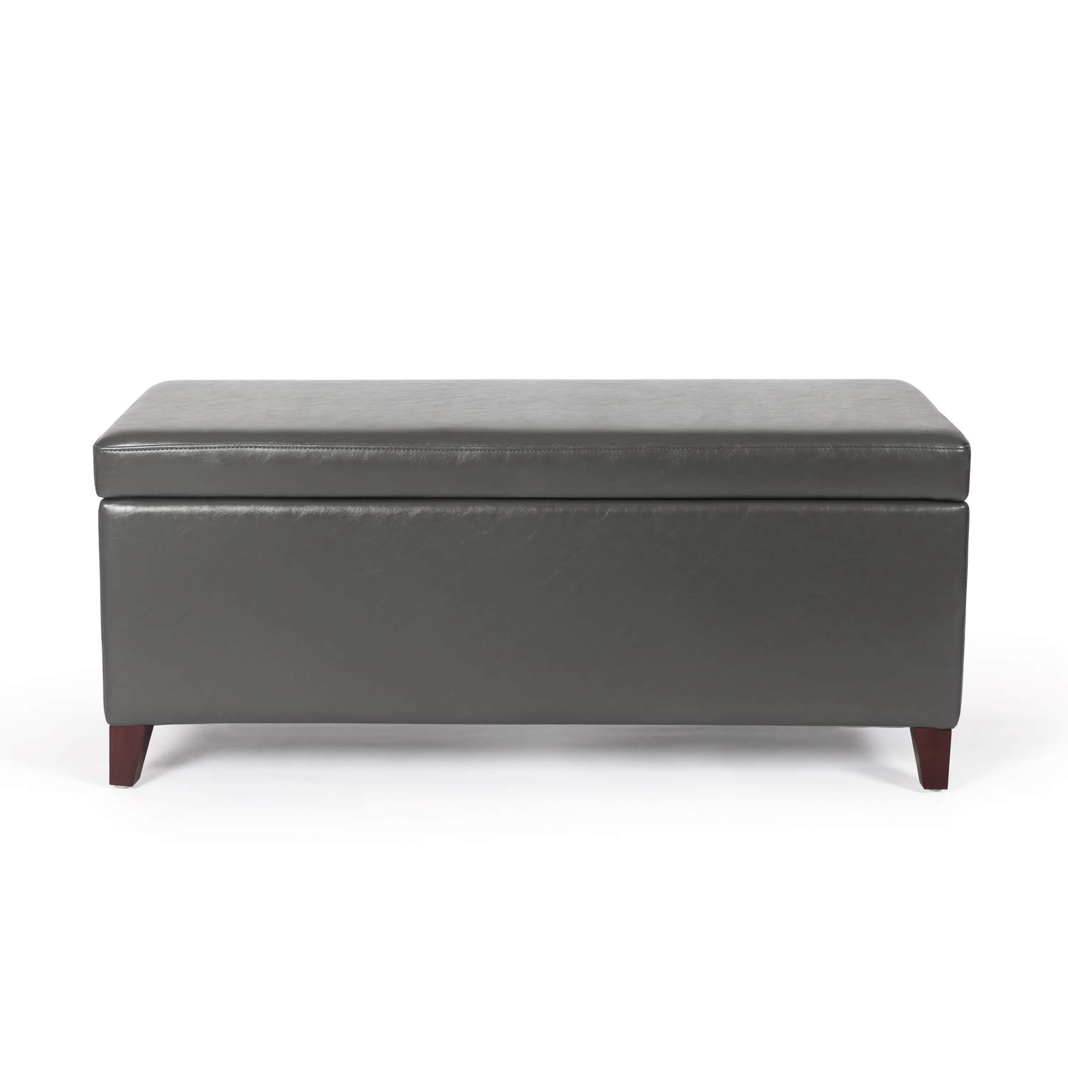 Homebeez Modern Faux Leather Lift Top Coffee Table Storage Ottoman Bench (Light Gray)