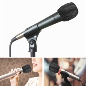 200 Pcs Disposable Microphone Cover Non-Woven Handheld Microphone Windscreen Protective Cap for Recording Room, KTV and Any Shared Environment (Black)