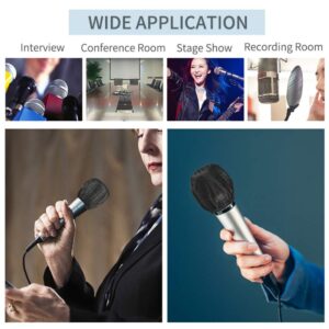 200 Pcs Disposable Microphone Cover Non-Woven Handheld Microphone Windscreen Protective Cap for Recording Room, KTV and Any Shared Environment (Black)