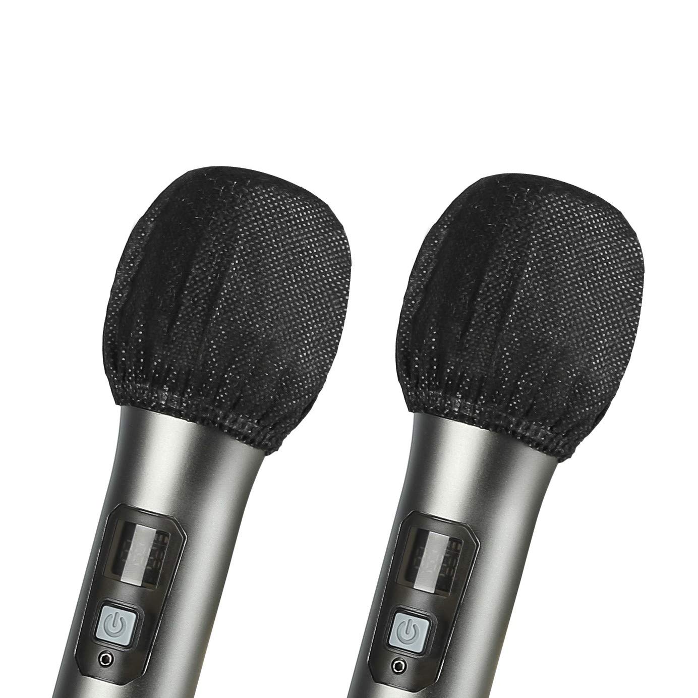 200 Pcs Disposable Microphone Cover Non-Woven Handheld Microphone Windscreen Protective Cap for Recording Room, KTV and Any Shared Environment (Black)