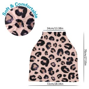 Pink Black Leopard Baby Car Seat Covers, Nursing Cover Breastfeeding Scarf Soft Breathable Stretchy Coverage, Infant Stroller Cover for Boys Girls