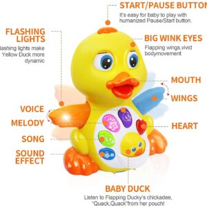 MOONTOY Crawling Duck Baby Toys Infant Tummy Time Toy 3 4 5 6 7 8 9 10 11 12 Month with Lights & Music Toddler Light Up Walking Dancing Learning Developmental Gift 0-6 6-12 Month 1 2 Year Old Boy Girl