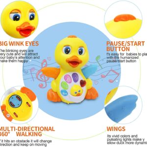 MOONTOY Crawling Duck Baby Toys Infant Tummy Time Toy 3 4 5 6 7 8 9 10 11 12 Month with Lights & Music Toddler Light Up Walking Dancing Learning Developmental Gift 0-6 6-12 Month 1 2 Year Old Boy Girl