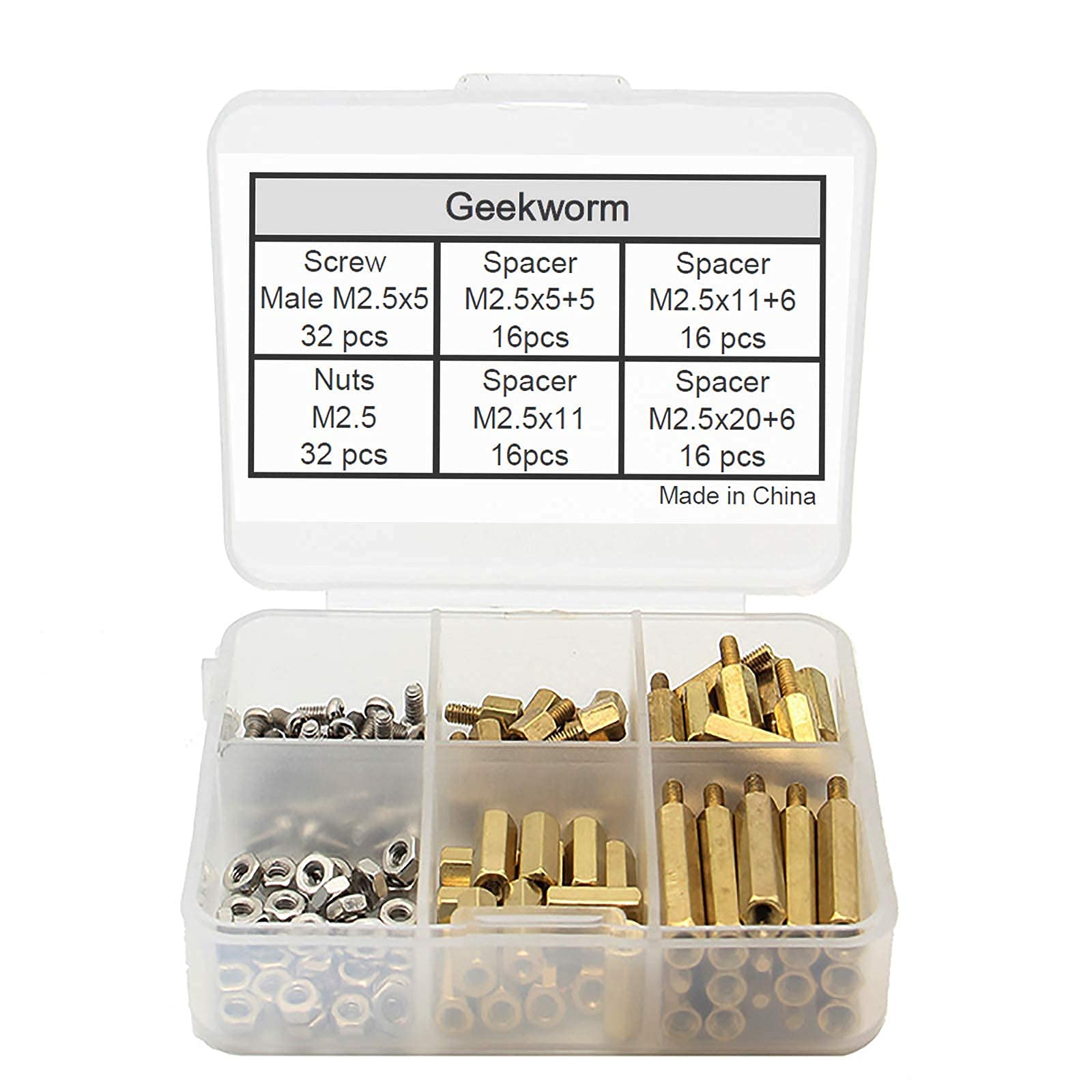 Geekworm Raspberry Pi DIY Kit 132pcs M2.5 Series Hex Brass Spacer/Standoff + Nuts + Screws Kit & 8pcs 2x20 40 Pin Stacking Female Header Kit for Raspberry Pi 4B/3B+/3B/2B/B+/A+/Zero(Zero W)