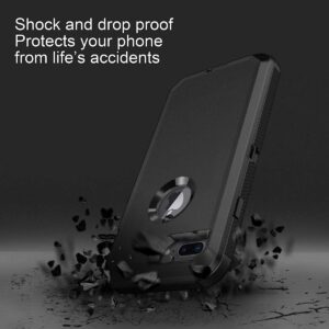 I-HONVA for iPhone 8 Plus Case, iPhone 7 Plus Case Built-in Screen Protector Shockproof 3-Layer Full Body Protection Rugged Heavy Duty Cover Case for Apple iPhone 8 Plus/7 Plus, Black