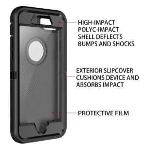 I-HONVA for iPhone 8 Plus Case, iPhone 7 Plus Case Built-in Screen Protector Shockproof 3-Layer Full Body Protection Rugged Heavy Duty Cover Case for Apple iPhone 8 Plus/7 Plus, Black