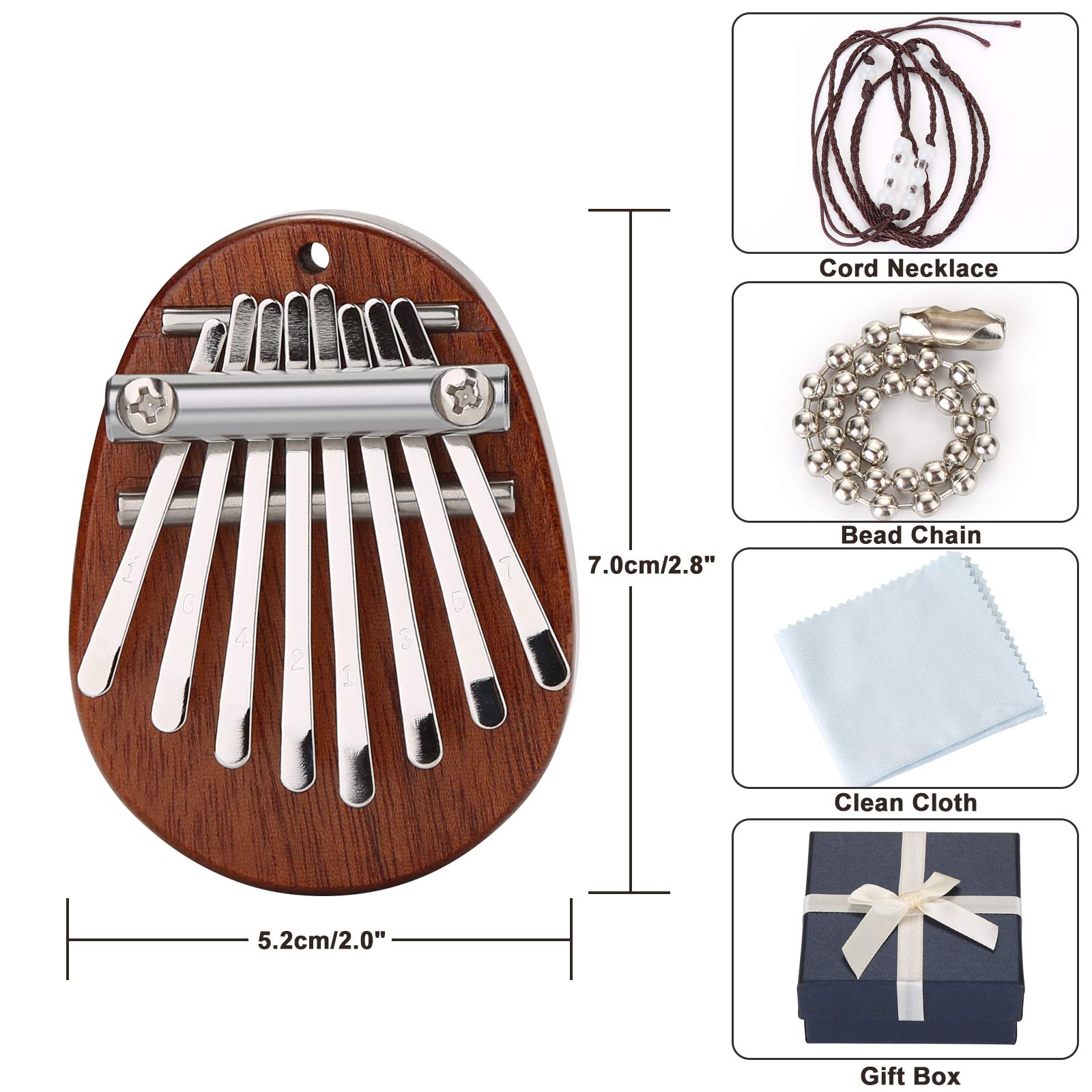 Mini Kalimba 2 Packs with Case, Fixm 8 Keys Finger Thumb Piano Great Gifts for Kids, Adults and Beginners