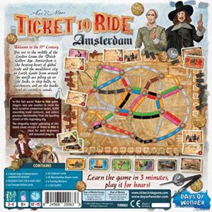 Ticket to Ride Amsterdam Board Game - Train Route-Building Strategy Game, Fun Family Game for Kids & Adults, Ages 8+, 2-4 Players, 10-15 Minute Playtime, Made by Days of Wonder