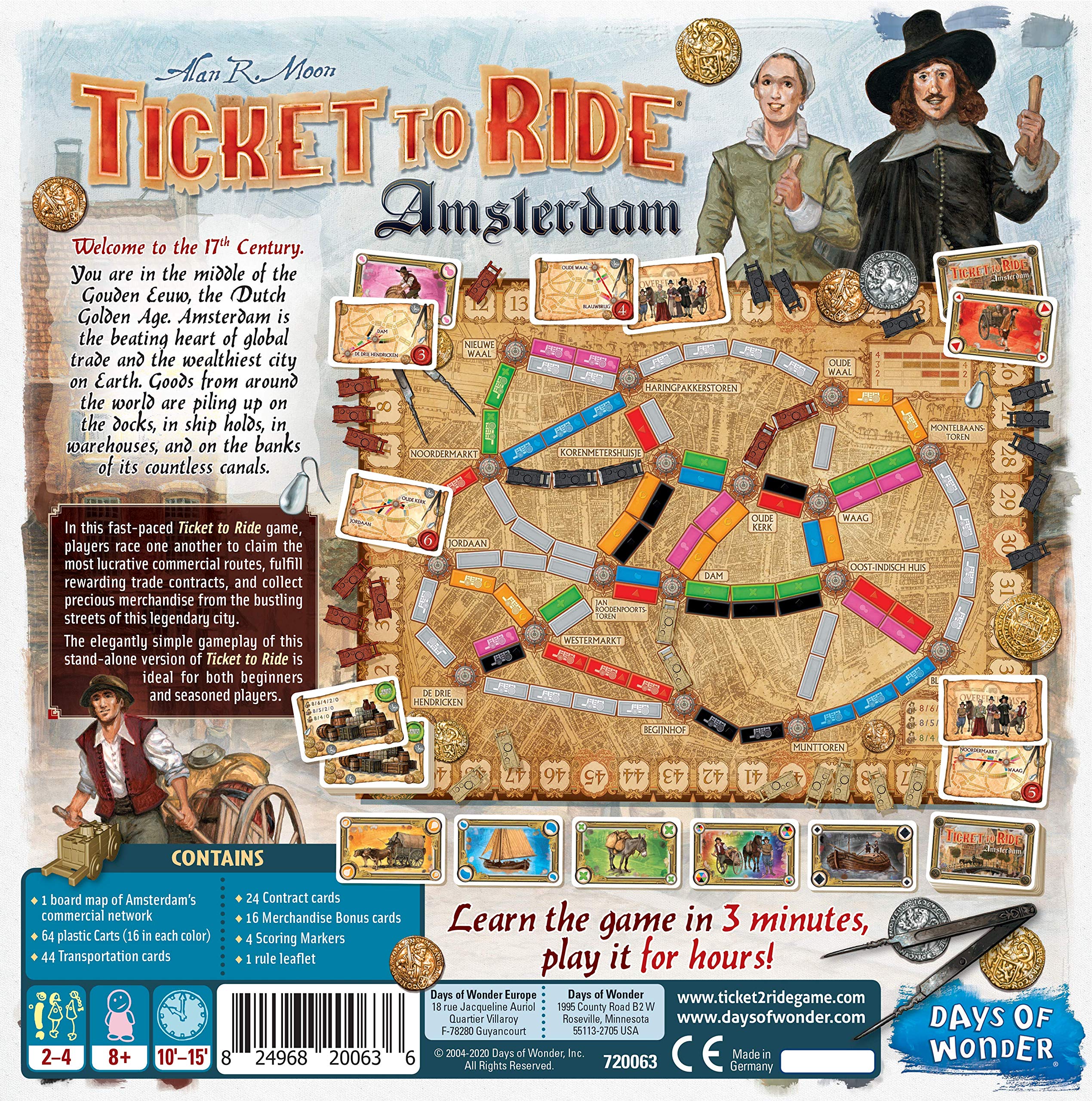 Ticket to Ride Amsterdam Board Game - Train Route-Building Strategy Game, Fun Family Game for Kids & Adults, Ages 8+, 2-4 Players, 10-15 Minute Playtime, Made by Days of Wonder