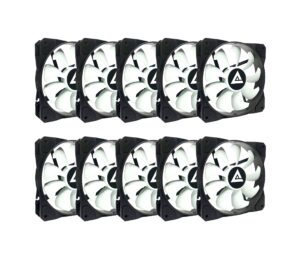 apevia 1012s-wb 120mm 4pin molex & 3pin motherboard black/white silent case fan (10-pk)